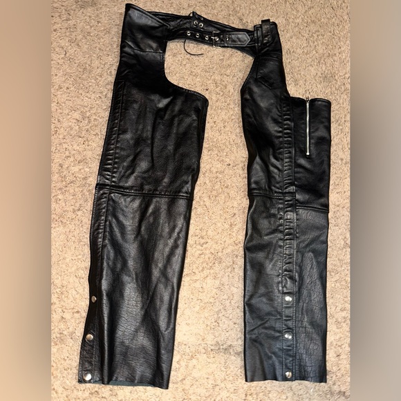X element | Pants | Xelement Black Leather Side Zip Belted Motorcycle ...